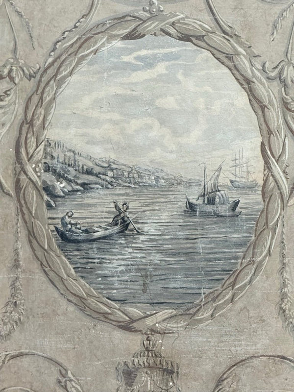 French 19th Century Grisaille Grey Wallpaper Panel - Helen Storey Antiques
