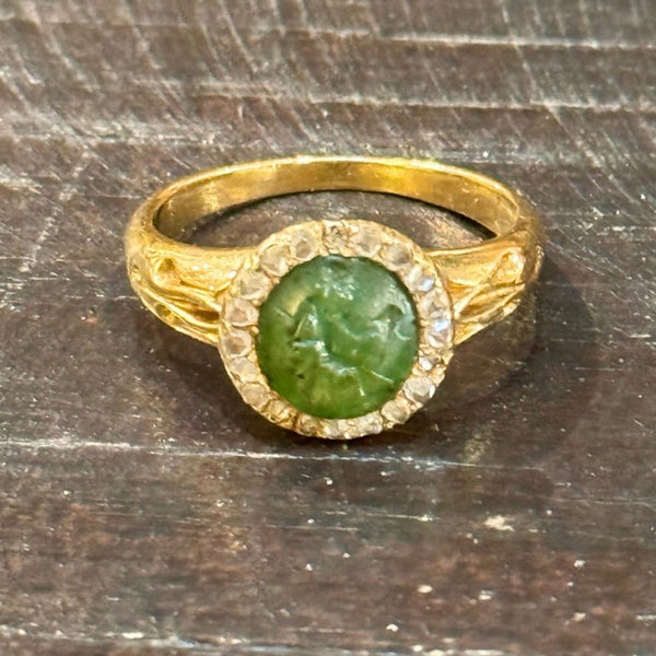 Georgian chalcedony intaglio and 18 k gold diamond ring - Helen Storey ...