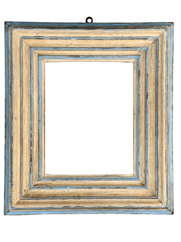 Italian 18th Century carved, stepped frame having original pale blue a ...