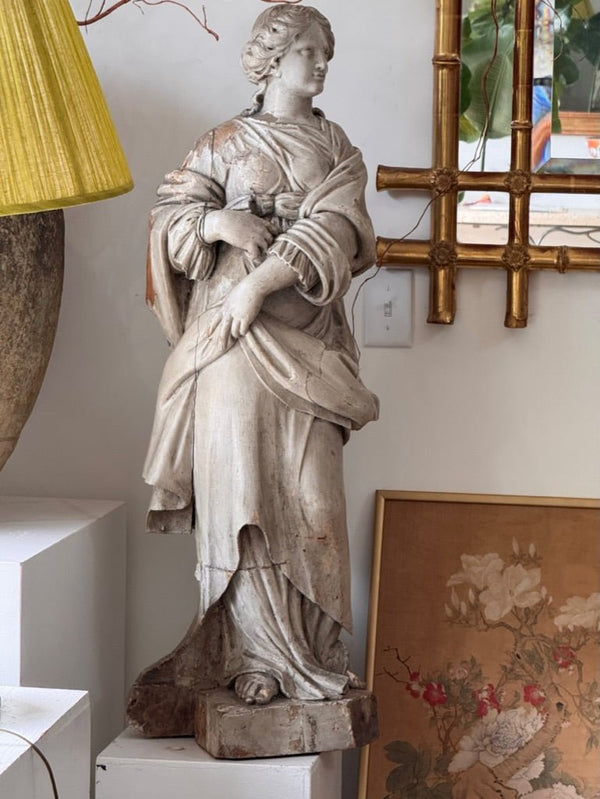 Late 18th Century carved, polychrome French Statue of a Woman - Helen ...