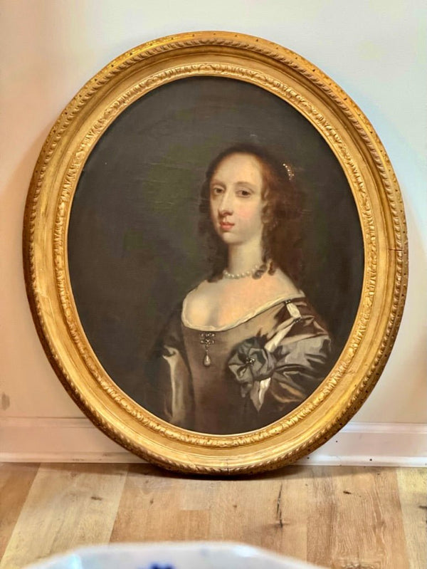 Portrait of Mary Bagot, Countess in carved and gilded oval frame, 17th ...